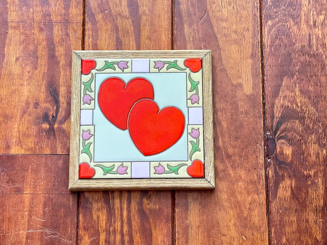 Vintage SANTA Fe HEART Tile Hot Plate TRIVET Lovely Heavy Tile on ...
