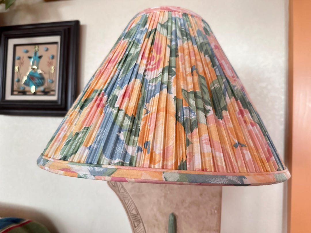 Vintage LAMP SHADE Floral Pleated Fabric Shade Clip on 1980’s Pink ...