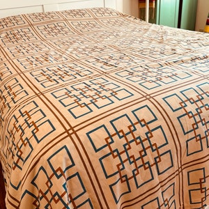 1976 YSL Mod Vintage Bed Sheets GEOMETRIC Flat & Fitted Full Bedding ...