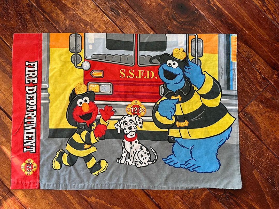 Awesome Vintage ELMO Sesame Street Cookie Monster Fireman PRINT ...