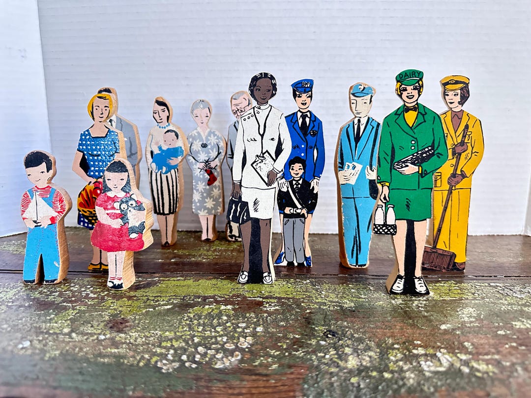 Vintage Wooden People & Pets Figures - Guidecraft Playset - Etsy