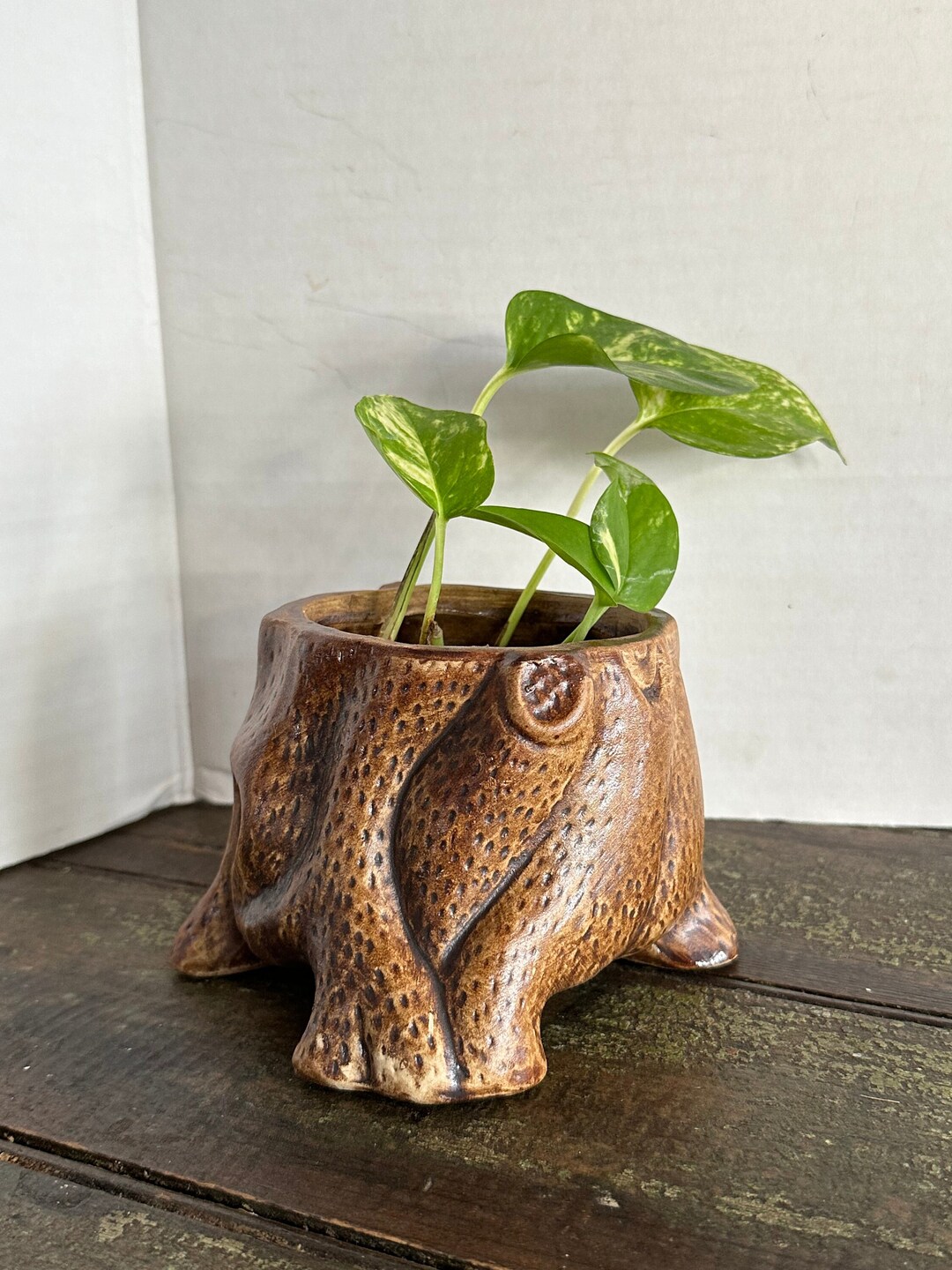 Vintage Tree Stump PLANTER Ceramic L N 10 - Etsy