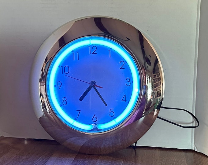 80's Vintage Diner EIGHTIES "neon" CLOCK Pink Blue Electric & Battery ...