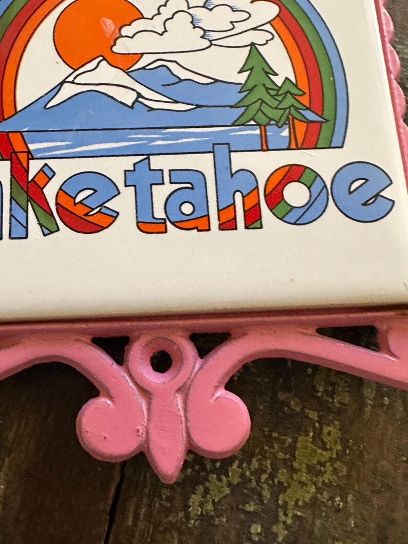 Vintage 1970s Lake TAHOE TRIVET Tile Hot Plate Hot PINK - Etsy