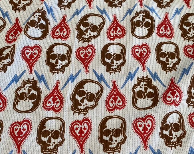3 Yards Vintage Dead Stock 90s SKULL THERMAL Shirt Waffle Knit FABRIC ...