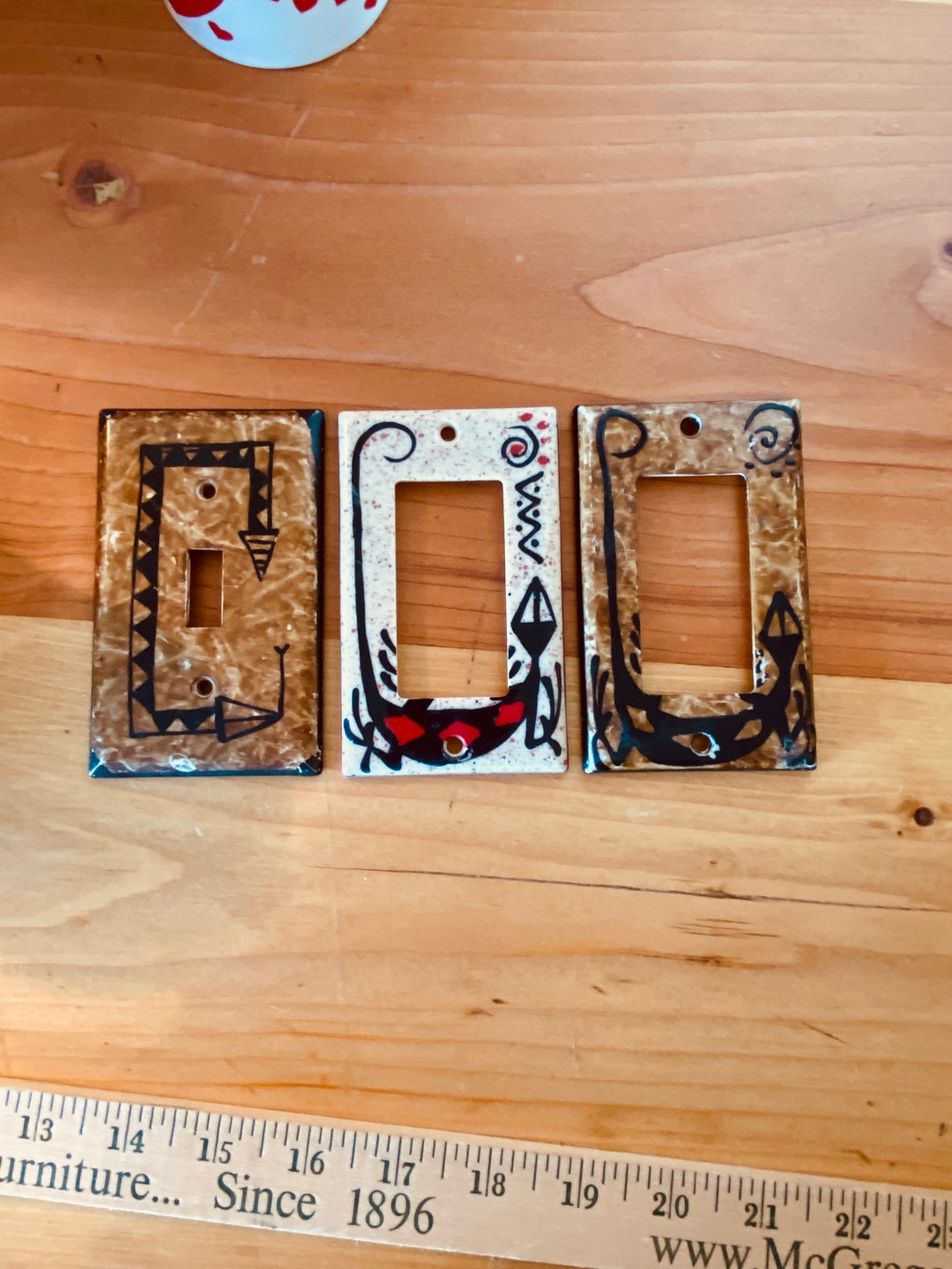 3 Vintage Southwest SWITCH PLATES Hand PAINTED Rattlesnake Lizard ...