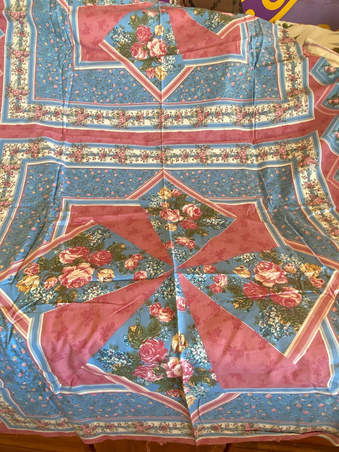 Cut to Size FABRIC Vintage PATCHWORK Print FLORAL 1970s Pillow Fabric ...