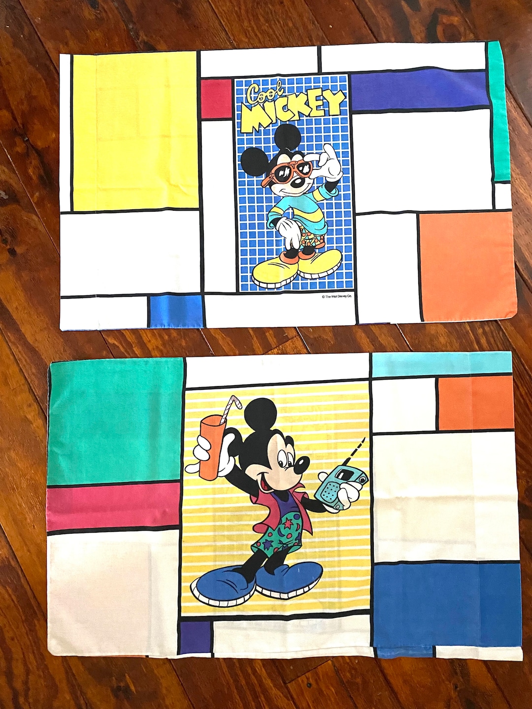 Mondrian Vintage “COOL MICKEY” Pair Pillowcases 80’s Walt Disney ...