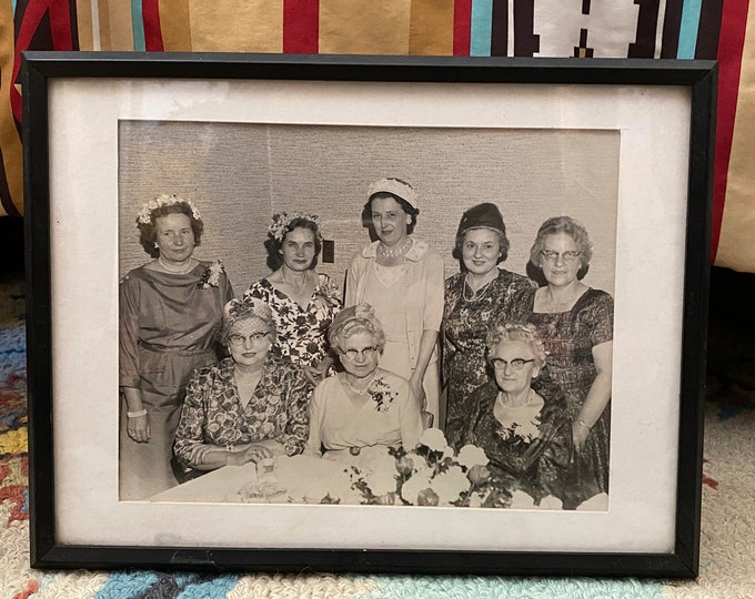 1950s GROUP PHOTO LADIES Luncheon Vintage Grandmother Fancy Dress ...