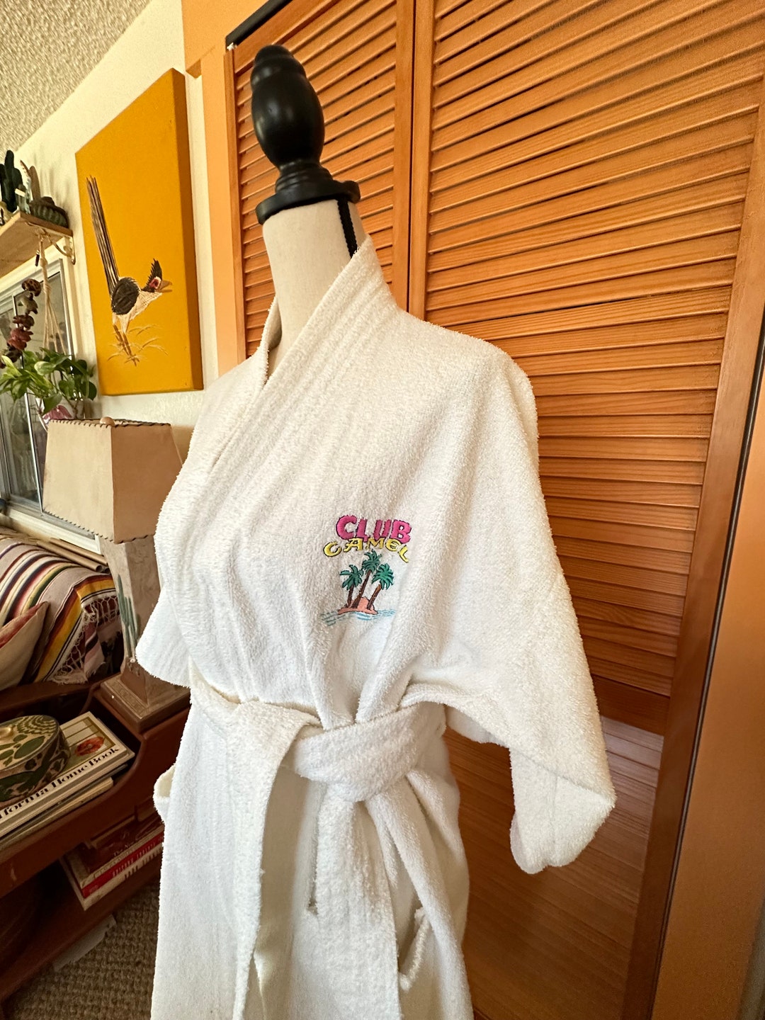 80s Vintage Club CAMEL JOE ROBE Cotton Terrycloth W Logo Eighties ...