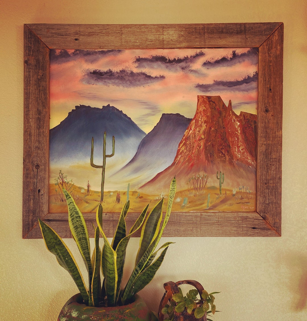 Awesome Vintage DESERT Scene CACTUS PAINTING Landscape Arizona New ...