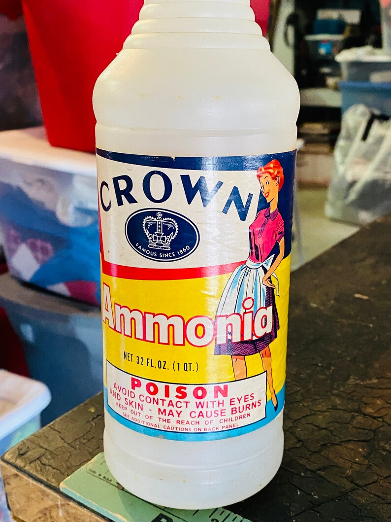 Vintage POISON 1950s Crown Ammonia Bottle: Lodi NJ Laundry Aid Prop ...