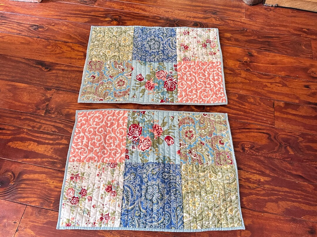 2 Pretty PILLOW SHAMS PATCHWORK Floral Abstract Paisley Bohemian ...