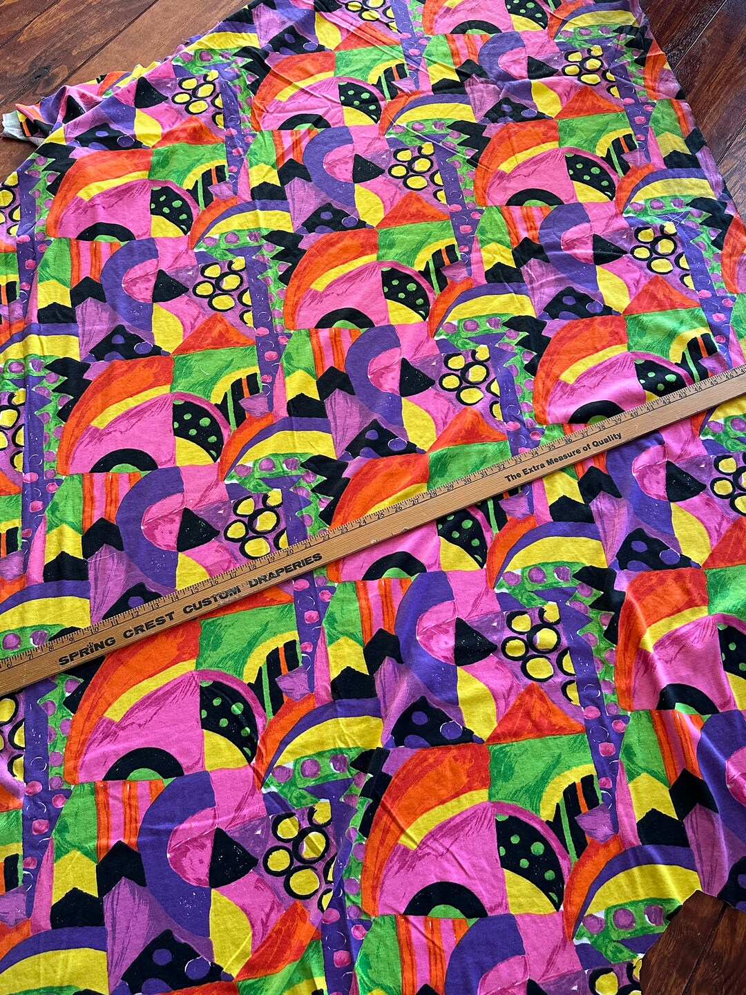 1980s Bauhaus Knit Fabric: Abstract Geometric Print, Colorful Textiles ...