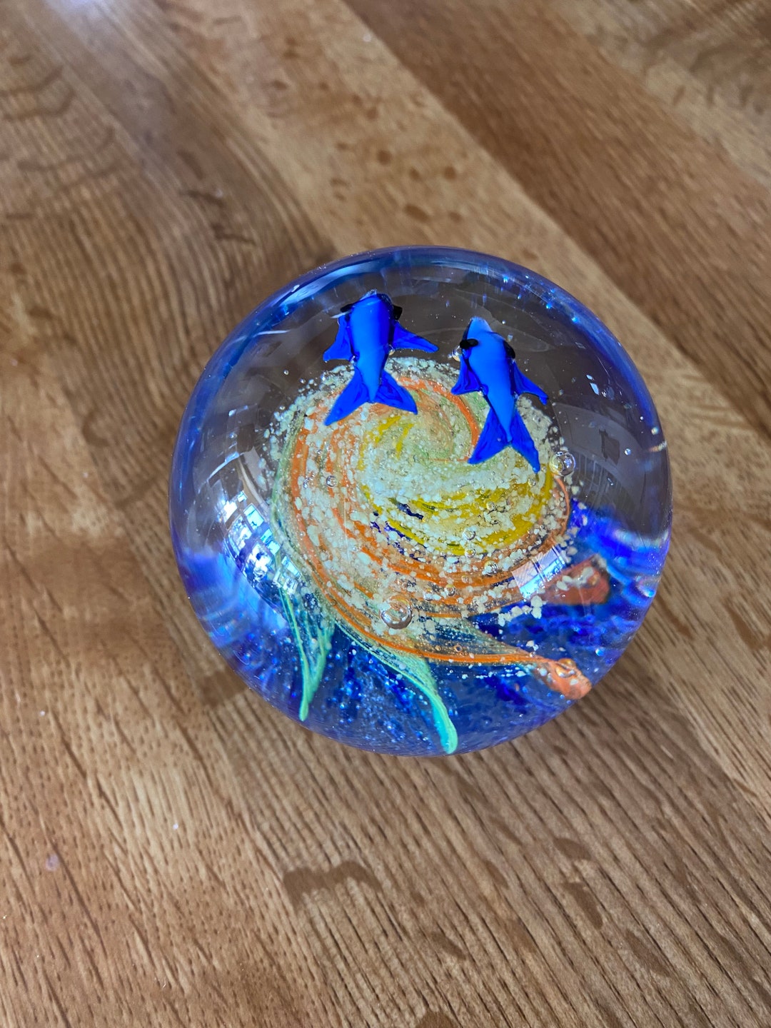 Vintage Blown Glass Fish Paperweight: Colorful Sea Scene Beach House ...