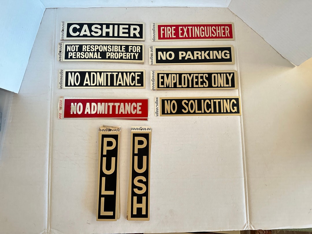 VINTAGE General OFFICE Door SIGNS Metal No Parking Pull Push No ...