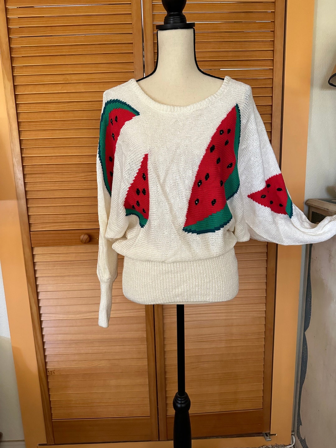1980s Vintage WATERMELON SWEATER Summer Knit Dolman Sleeves - Etsy