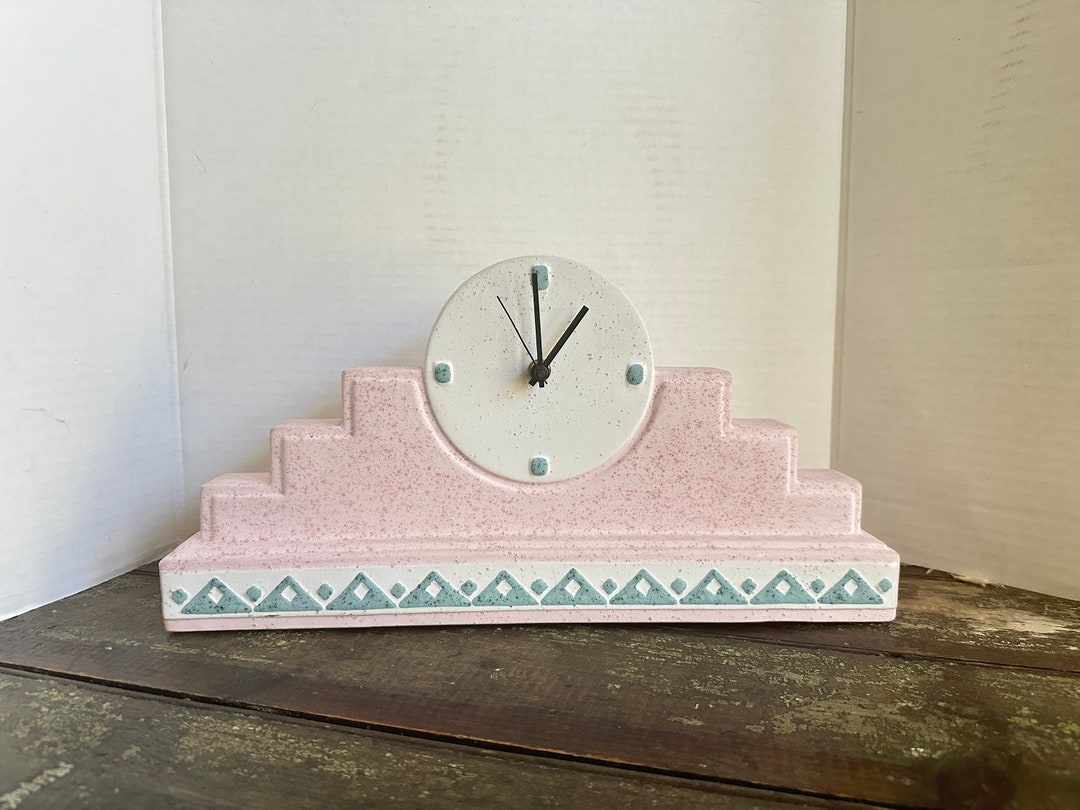 1980’s Vintage CLOCK SOUTHWESTERN MEMPHIS Style Pink "battery Operated ...