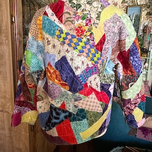 VINTAGE PATCHWORK Crazy Quilt JACKET 70s 80s Floral Fabrics Hand Made Cropped - Etsy
