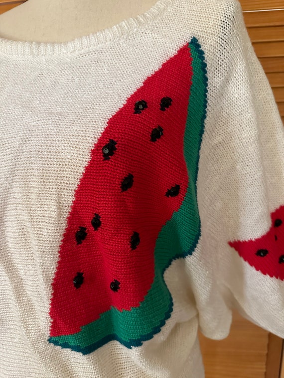 1980’s ViNTAGE WATERMELON SWEATER Summer KnIT Dolman … - Gem