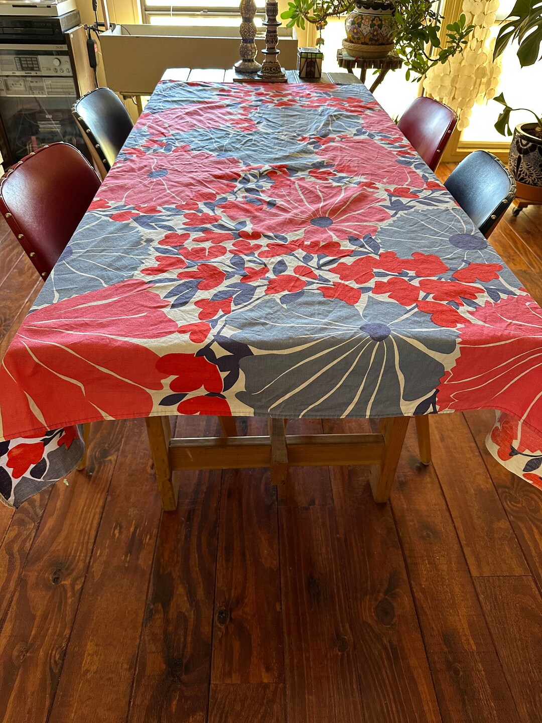 Vintage VERA Pop ART Poppies Flowers TABLECLOTH Floral Brights Red ...
