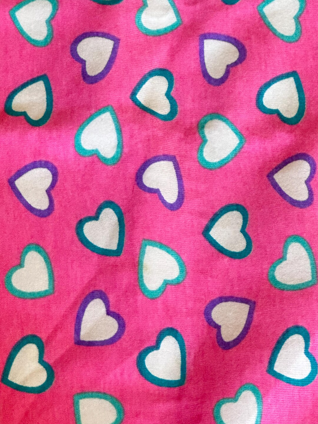 Sweet Vintage Hot Pink 80’s HEART Print KNIT FABRIC Cotton Knit Woven ...