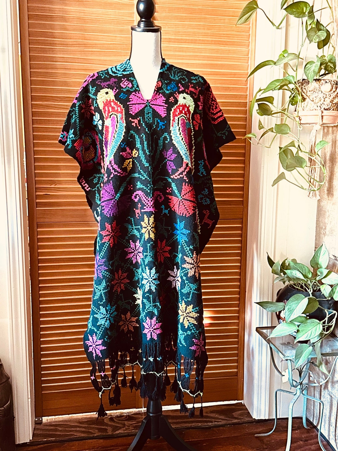 Seventies PONCHO Gorgeous Mexican CAPE EMBROIDERED Vintage 1970s Unique ...