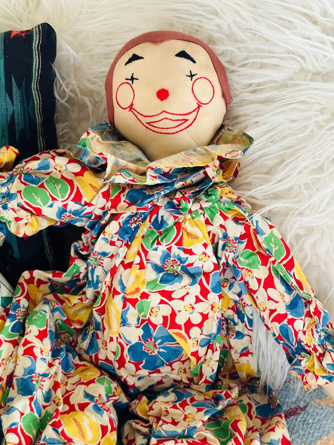 Fantastic Vintage 1940s CLOWN DOLL 30s Fabric HAND Made - Etsy