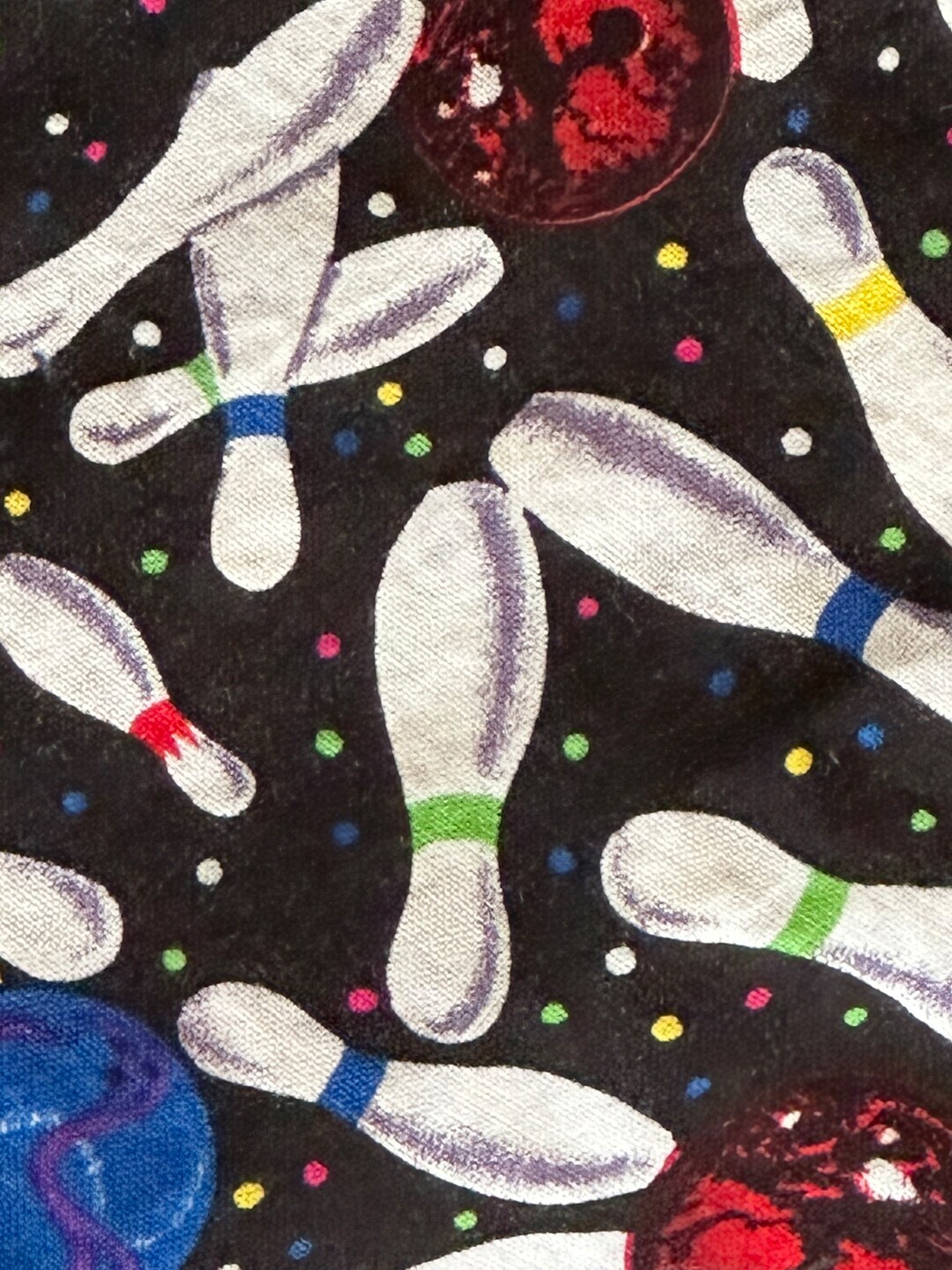 Vintage BOWLING Print FABRIC Cotton Winner Strike Retro 80s - Etsy