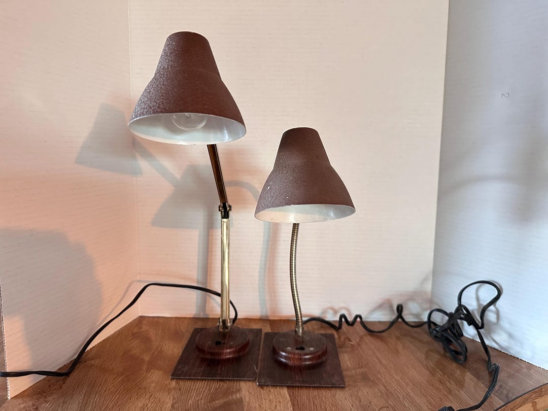 Vintage Tensor Desk Lamps: 1970s Wood Grain Table Lamp Pair - Etsy