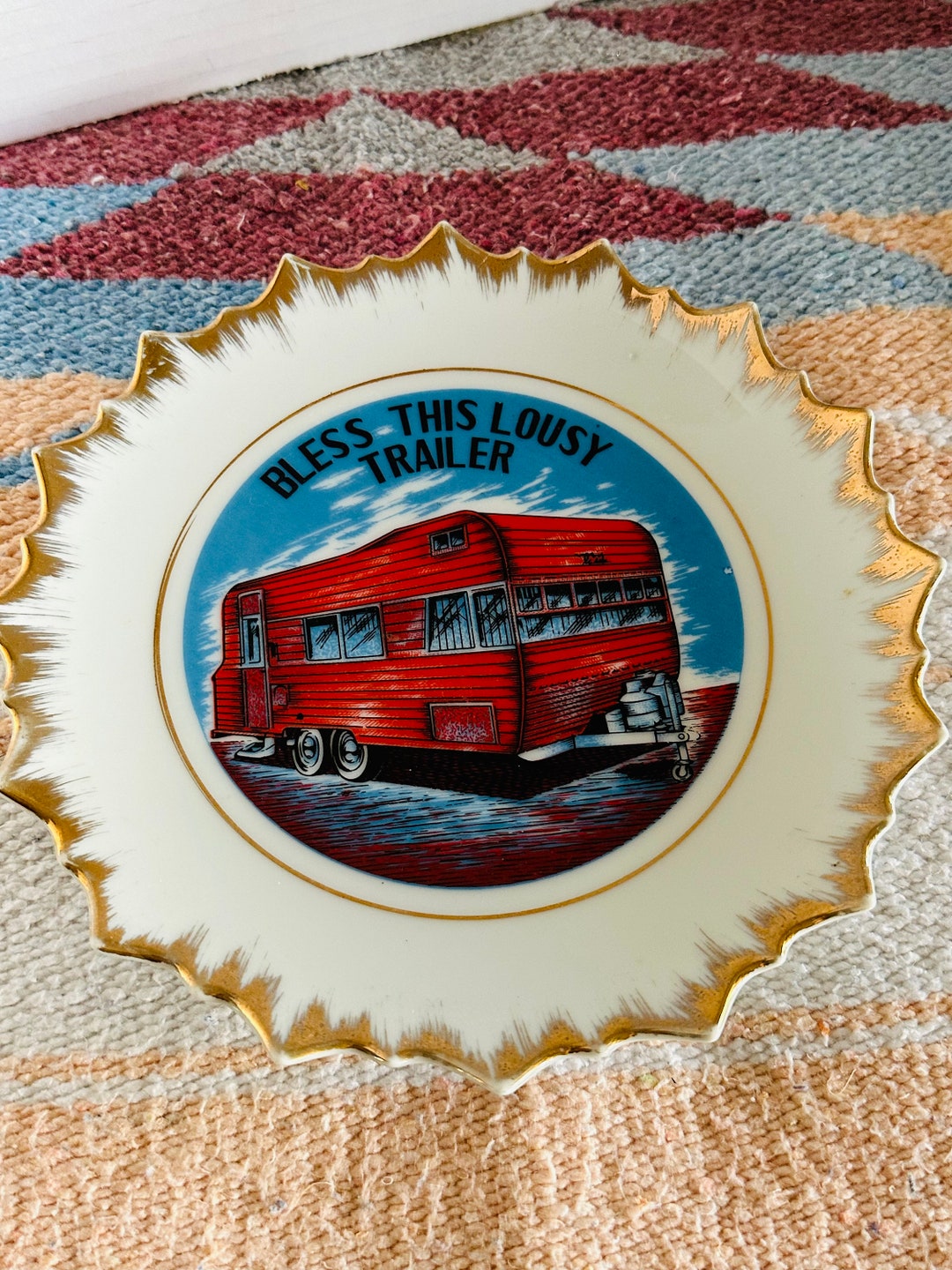 Vintage "bless Our Lousy Trailer" Dish PLATE R V Camper Dish Plaque ...