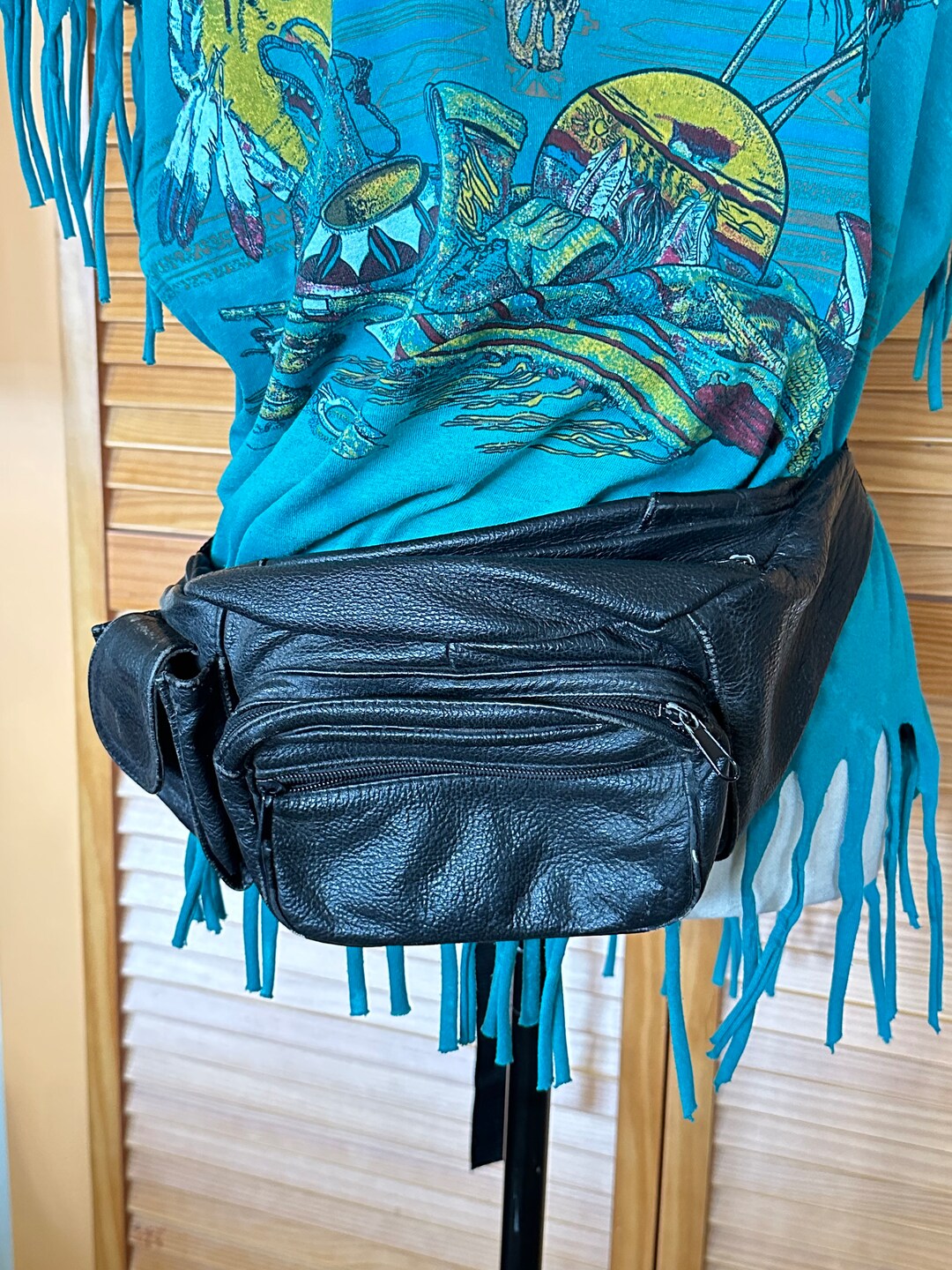 Vintage BLACK Leather FANNY PACK 80s Camera Bag Wallet Travel Bag Bum ...