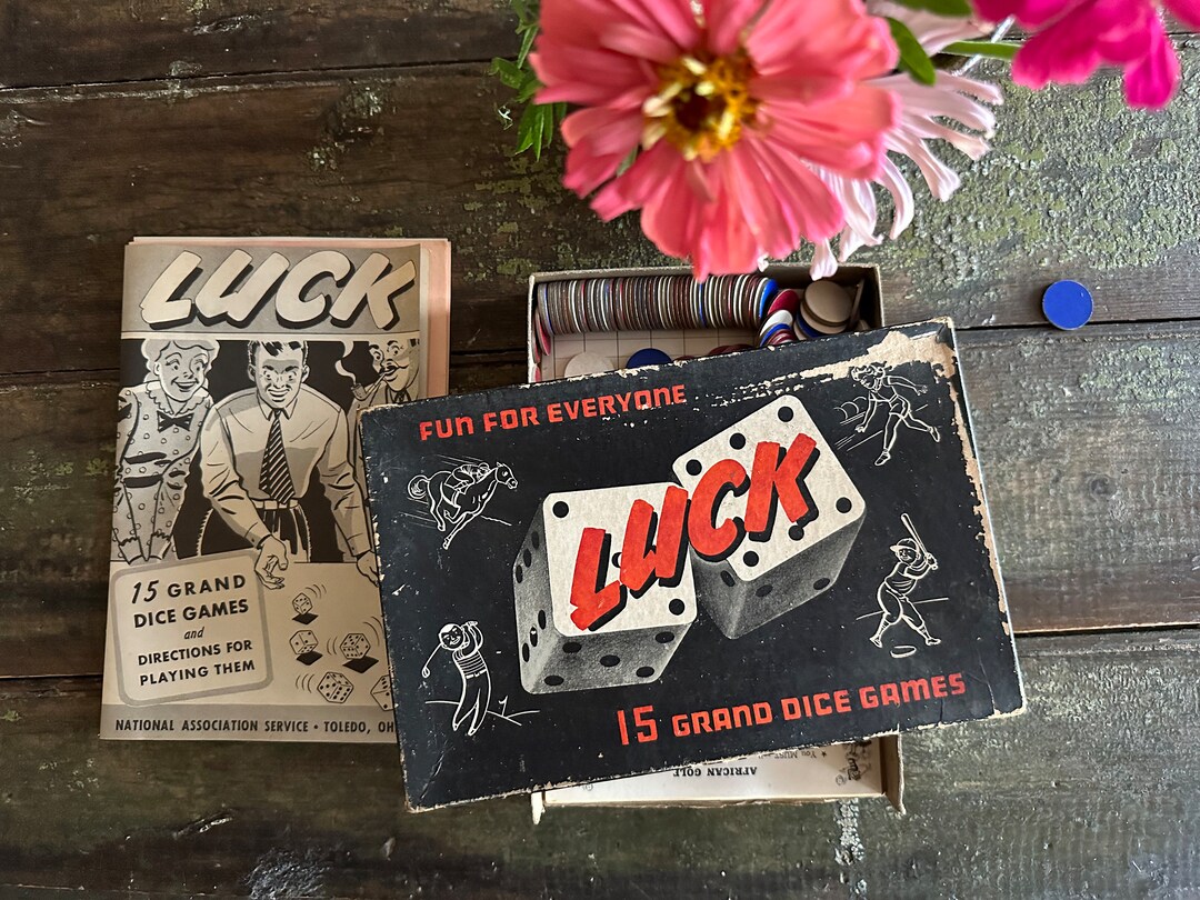 Vintage LUCK Dice GAMES in Box Exciting 15 Games Family Fun Cool Box ...