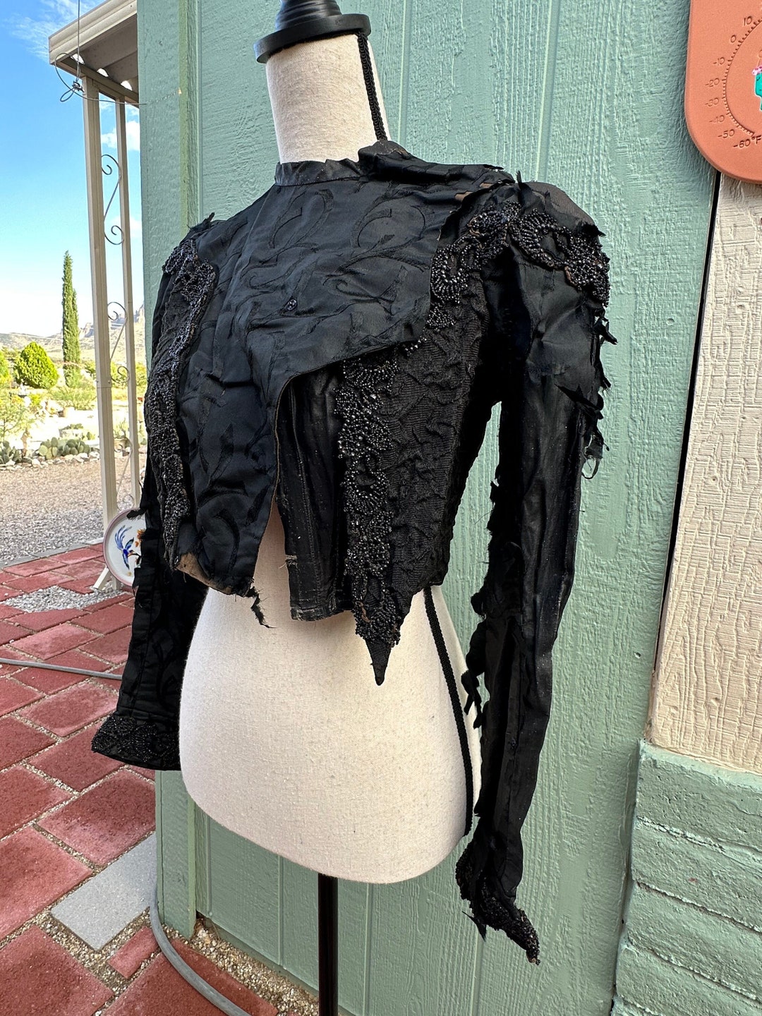 Antique 4 Study VICTORIAN BODICE Beaded CLOTHING Mourning Bodice Blouse ...