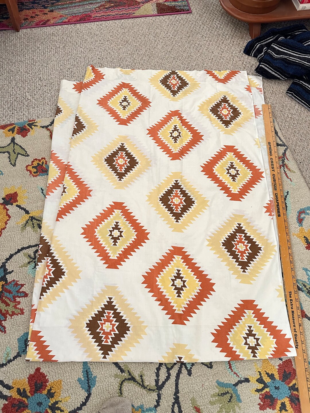 Vintage SOUTHWESTERN FLAT Twin or King SHEET "bibb" Navajo Print ...