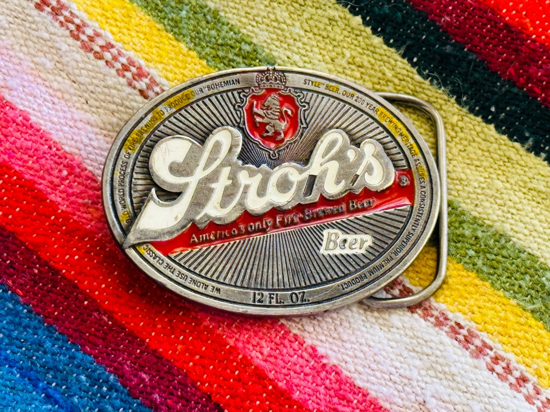 Cool Vintage STROHS Beer BELT BUCKLE Booze Bartender - Etsy