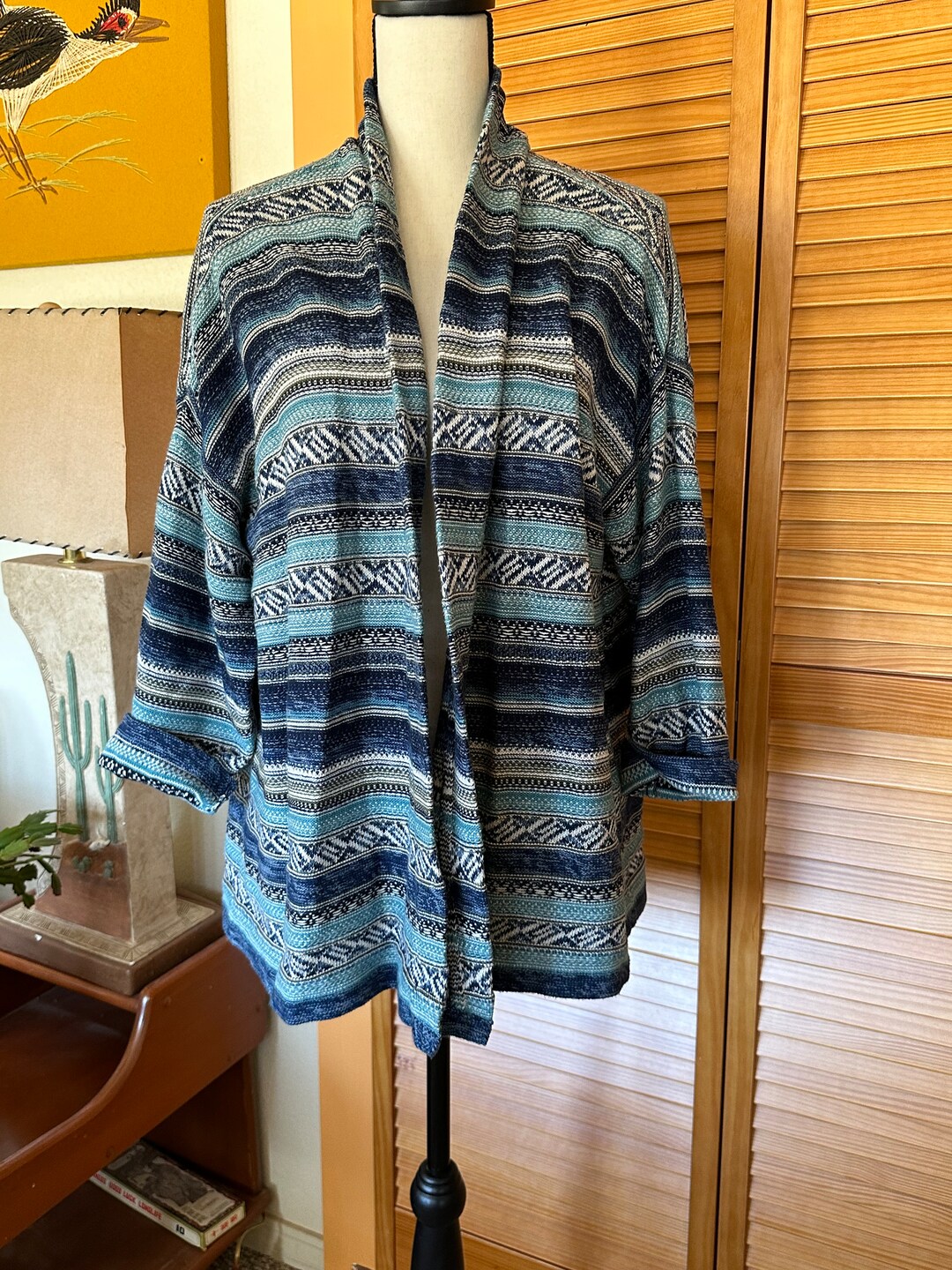 Vintage CHAPS Southwestern Cardigan: Hand Knit Cotton Sweater, 36" Bust ...