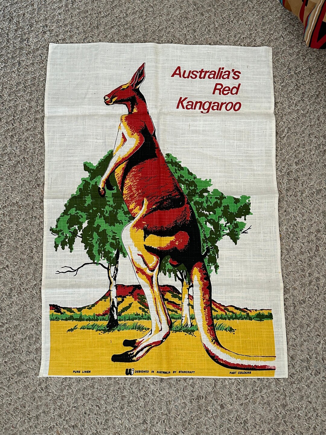 Vintage Red KANGAROO Tea TOWEL Australia Souvenir - Etsy