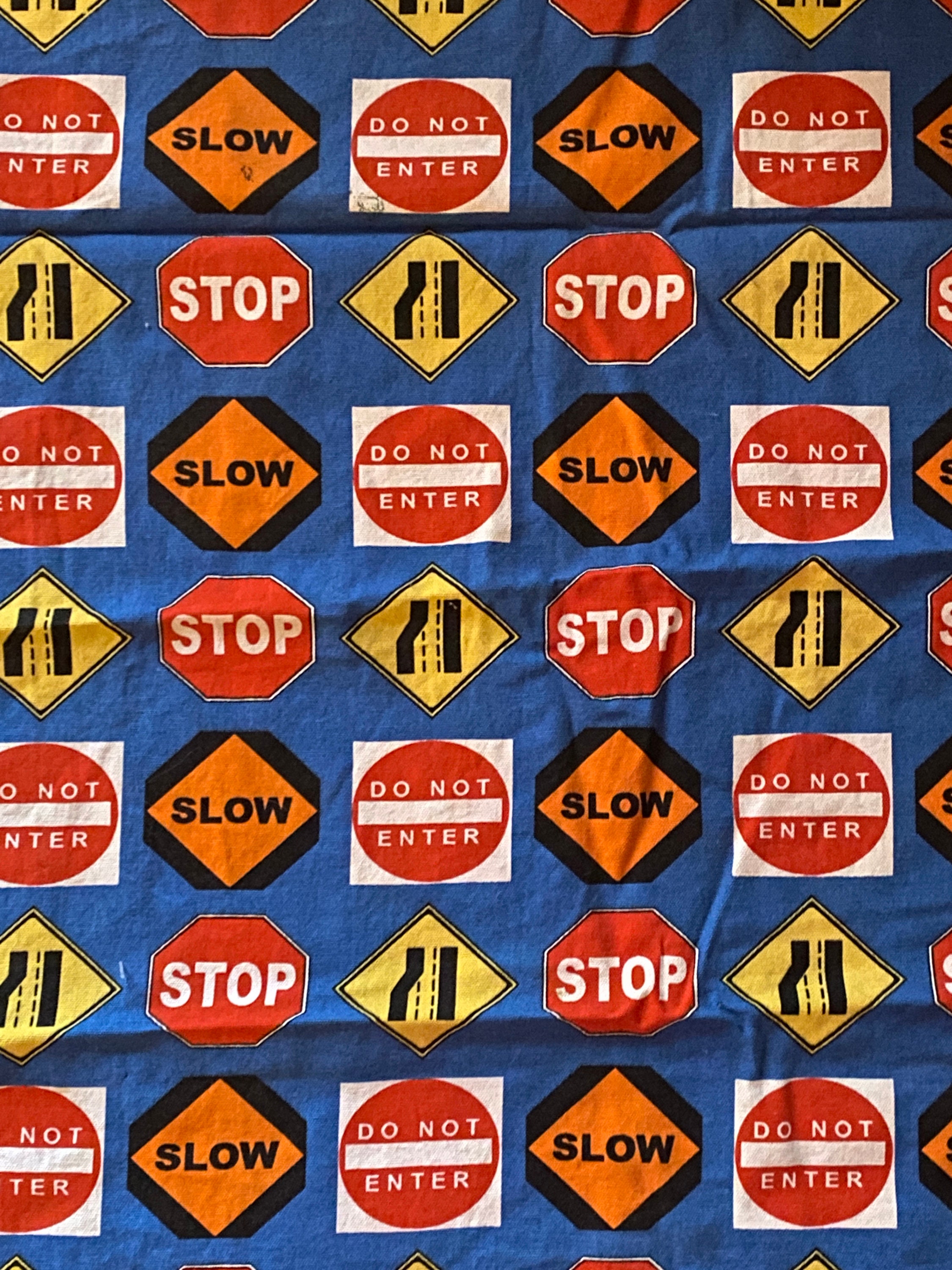 Vintage Safety FABRIC ROAD SIGNS HaZArd StoP Signs | Etsy