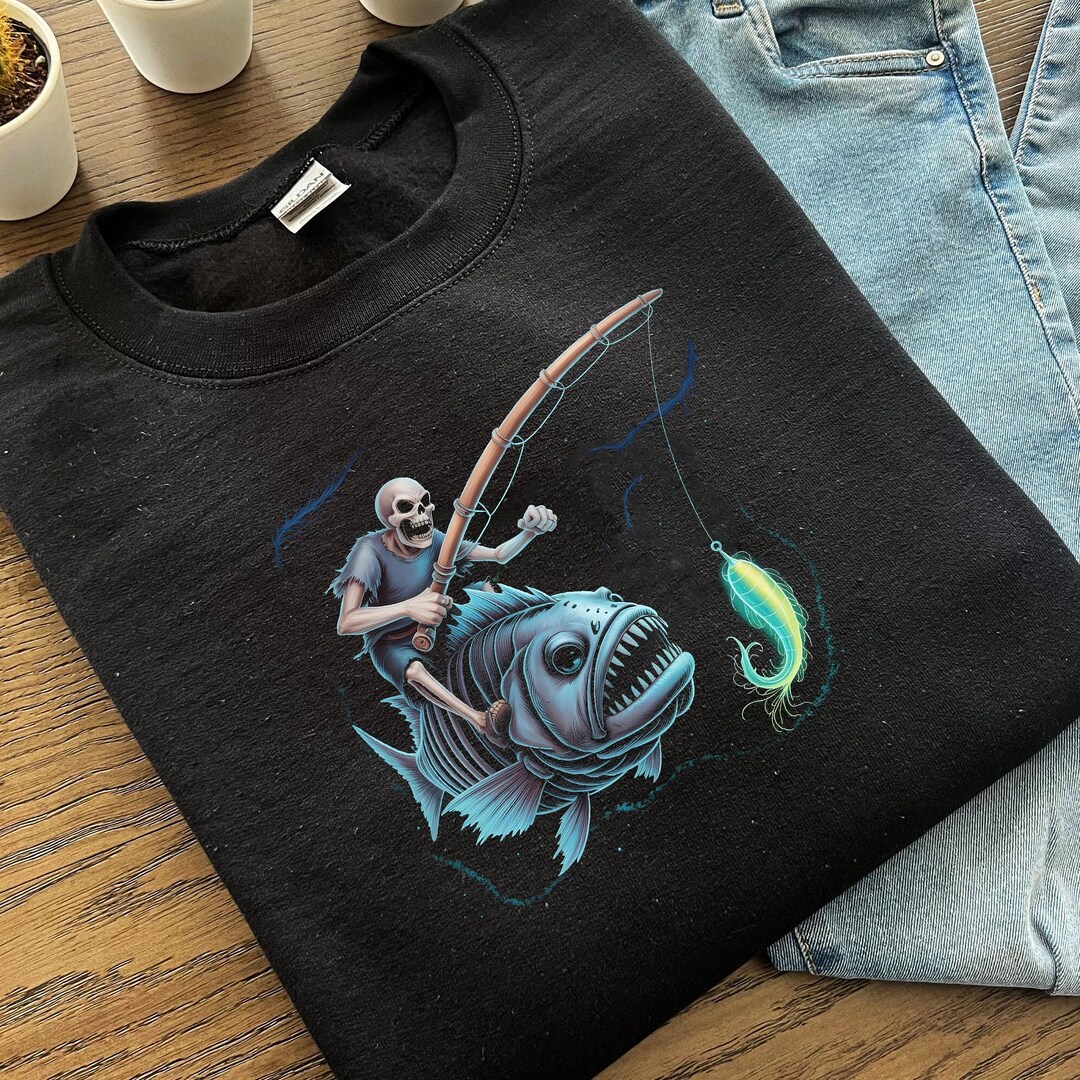 Skeleton Fisherman PNG, Deep Sea Monster Fish Digital Art, Funny ...