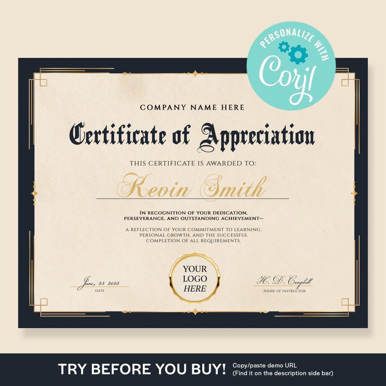 Editable Certificate of Appreciation Template, Printable Graduation ...