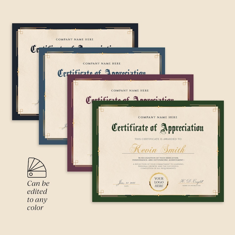 Editable Certificate of Appreciation Template, Printable Graduation ...