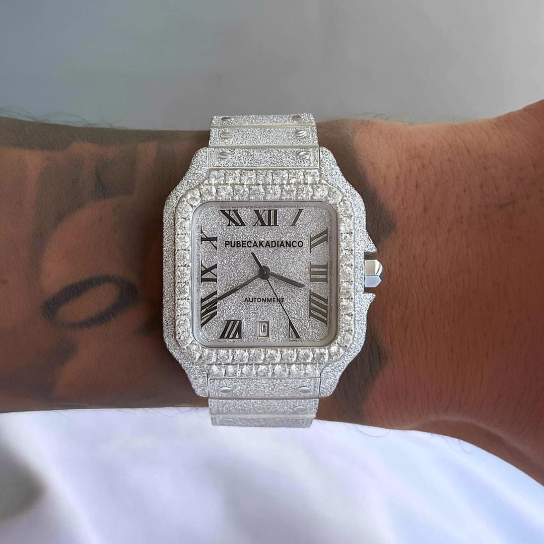 Full Iced Out Watch, 40MM Wrist Watch, CVD Lab Grown Diamond ...