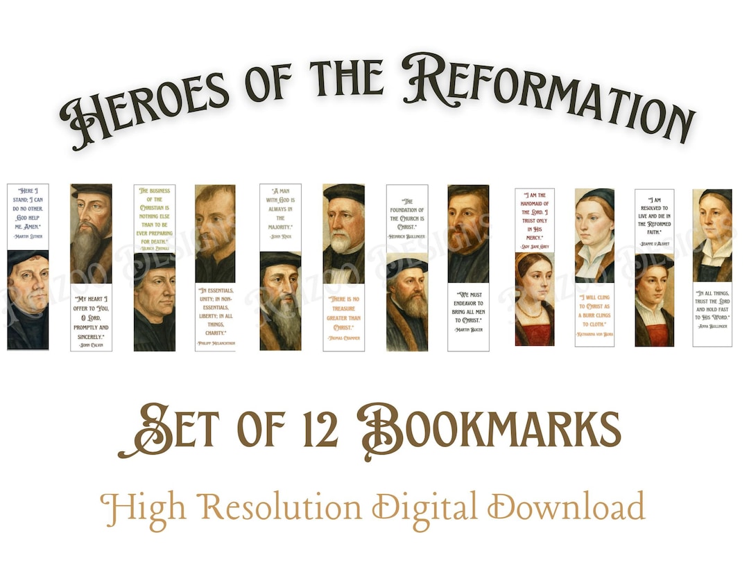 Full Reformation Leaders Bookmark Collection | 12 Printable Bookmarks ...