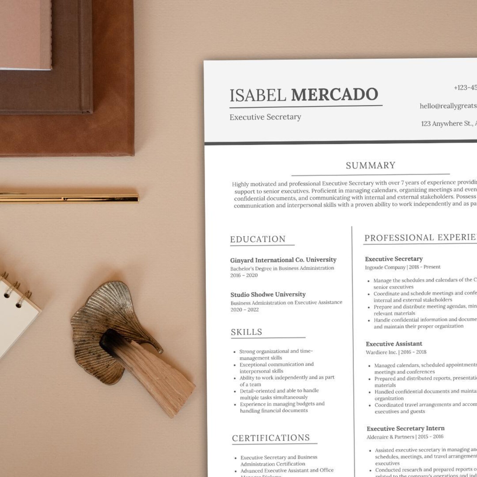 Gray and White Resume Template, Clean Professional CV, Simple Design ...