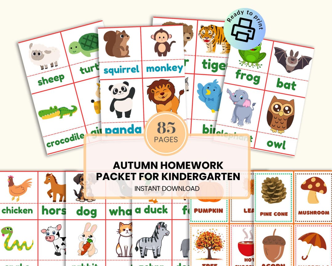 Fall Kindergarten Activity Pack, Autumn Worksheets, Educational Packet ...