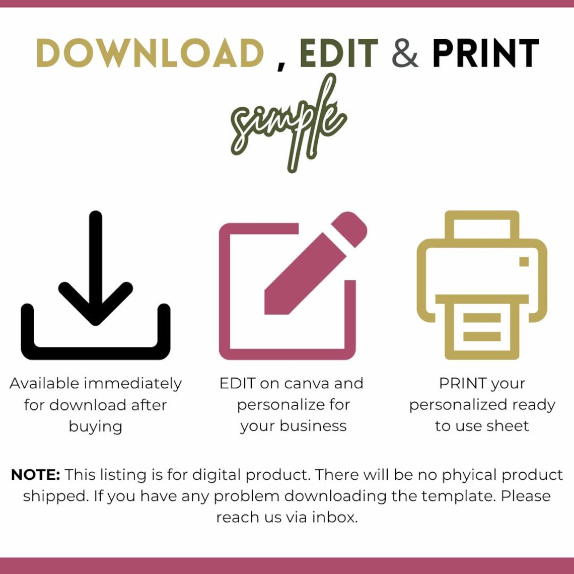 Custom Order Form Template – Printable Custom Order Sheet – Order Form ...