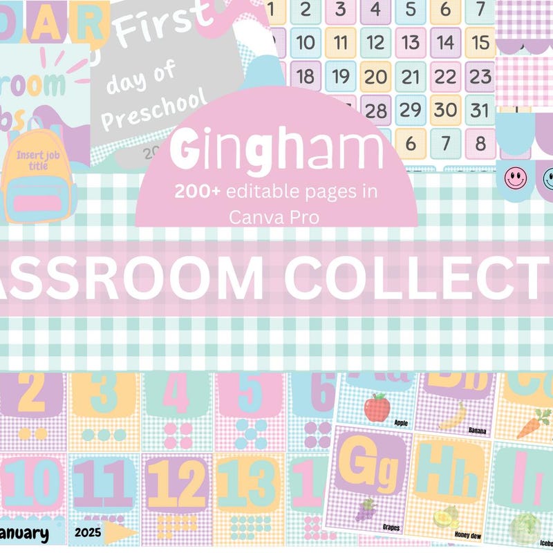 Classroom Pack Gingham - Etsy UK