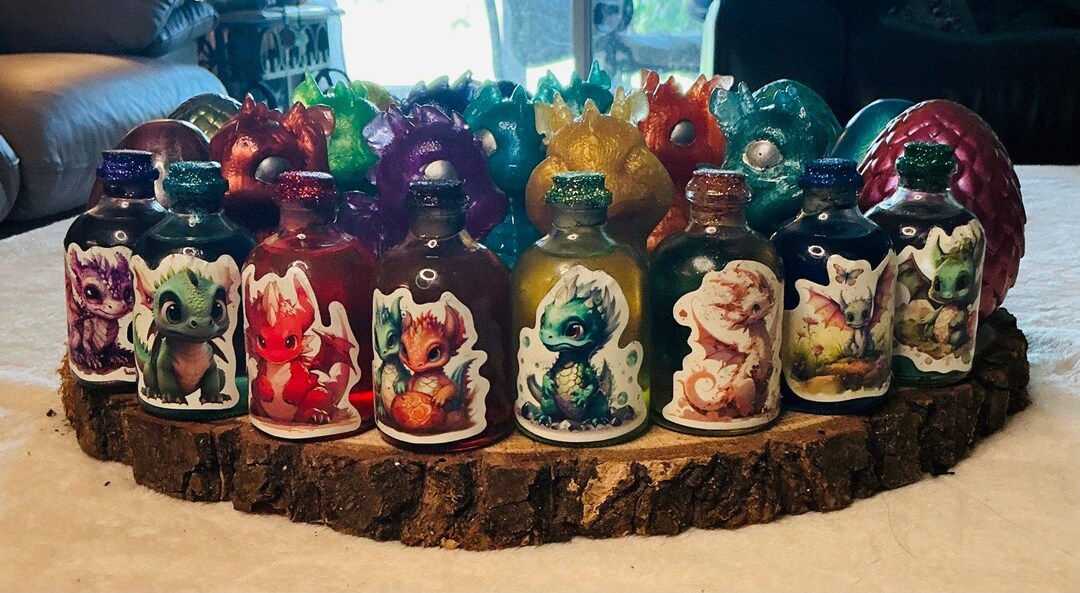 Baby Dragon Potion Bottle | Magical Fantasy Decor & Gift for Mythical ...