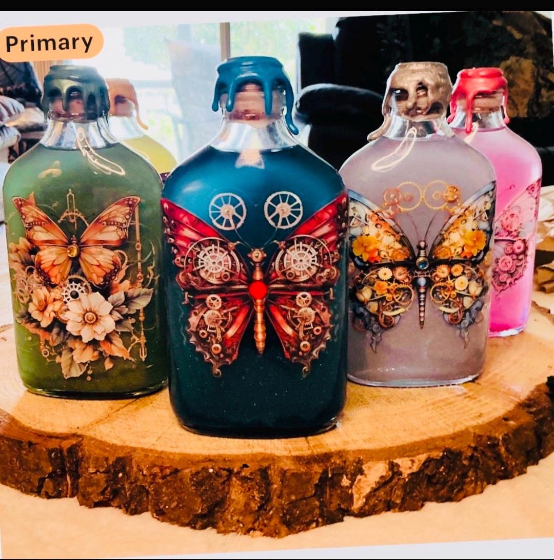Steampunk Butterfly Potion Bottle Series – Handmade Fantasy Alchemy ...